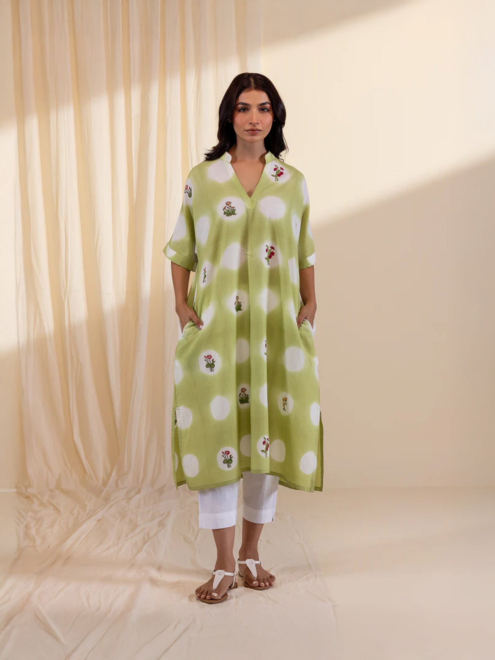 Izel Green Cotton Tunic