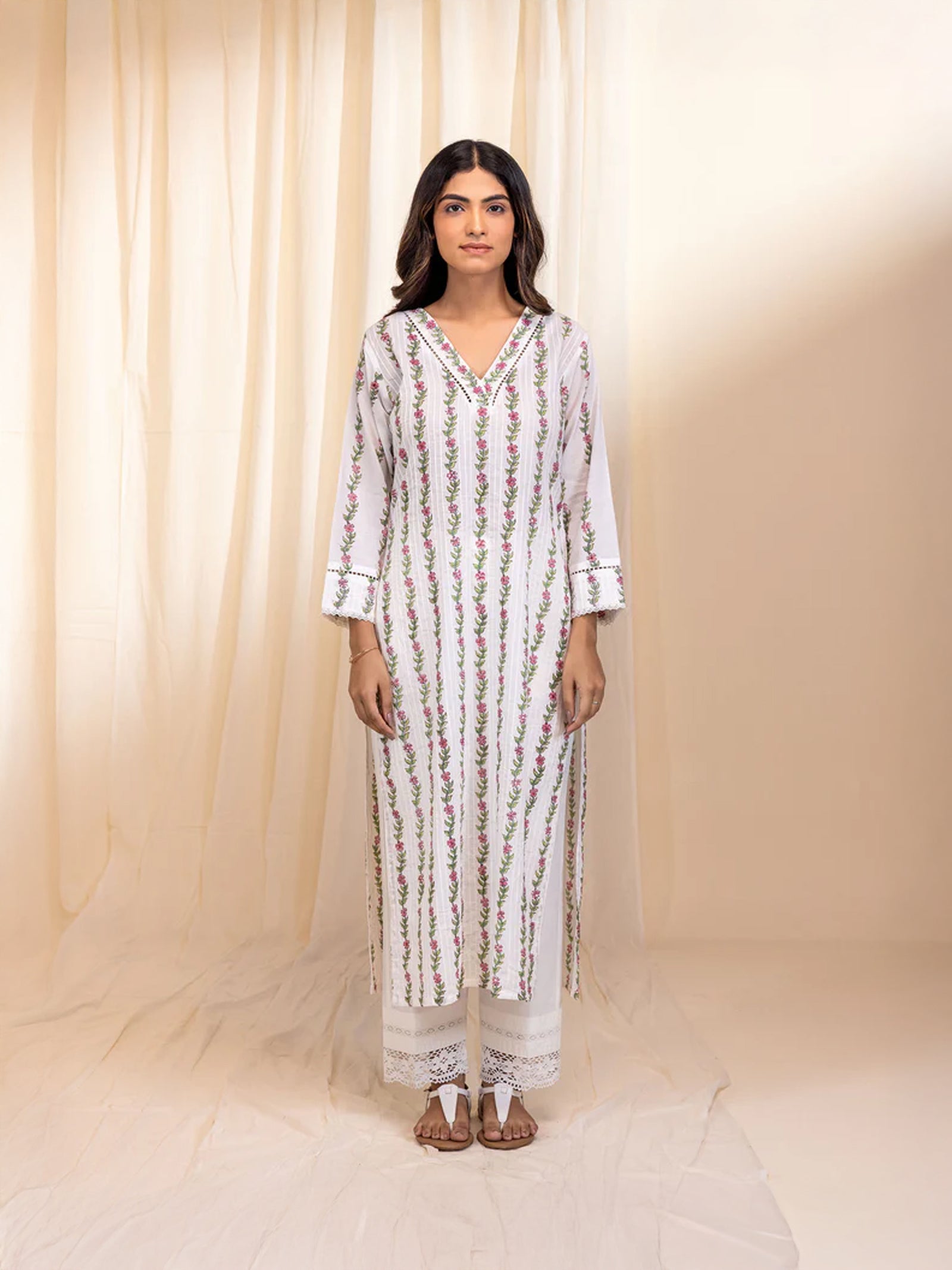 Petal Trails Cotton Kurta