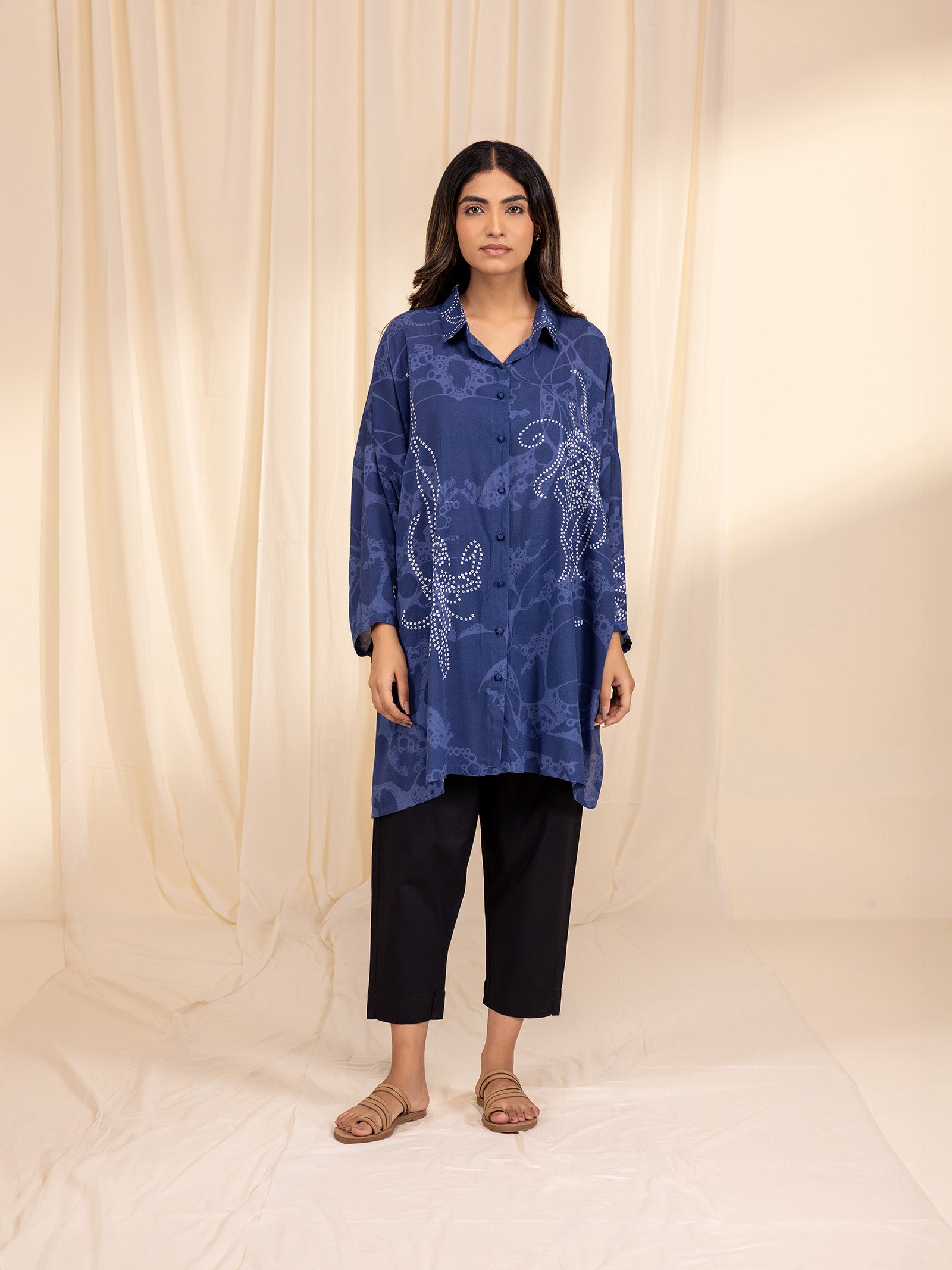 Madras Modal Shirt - Bandhani in Blue