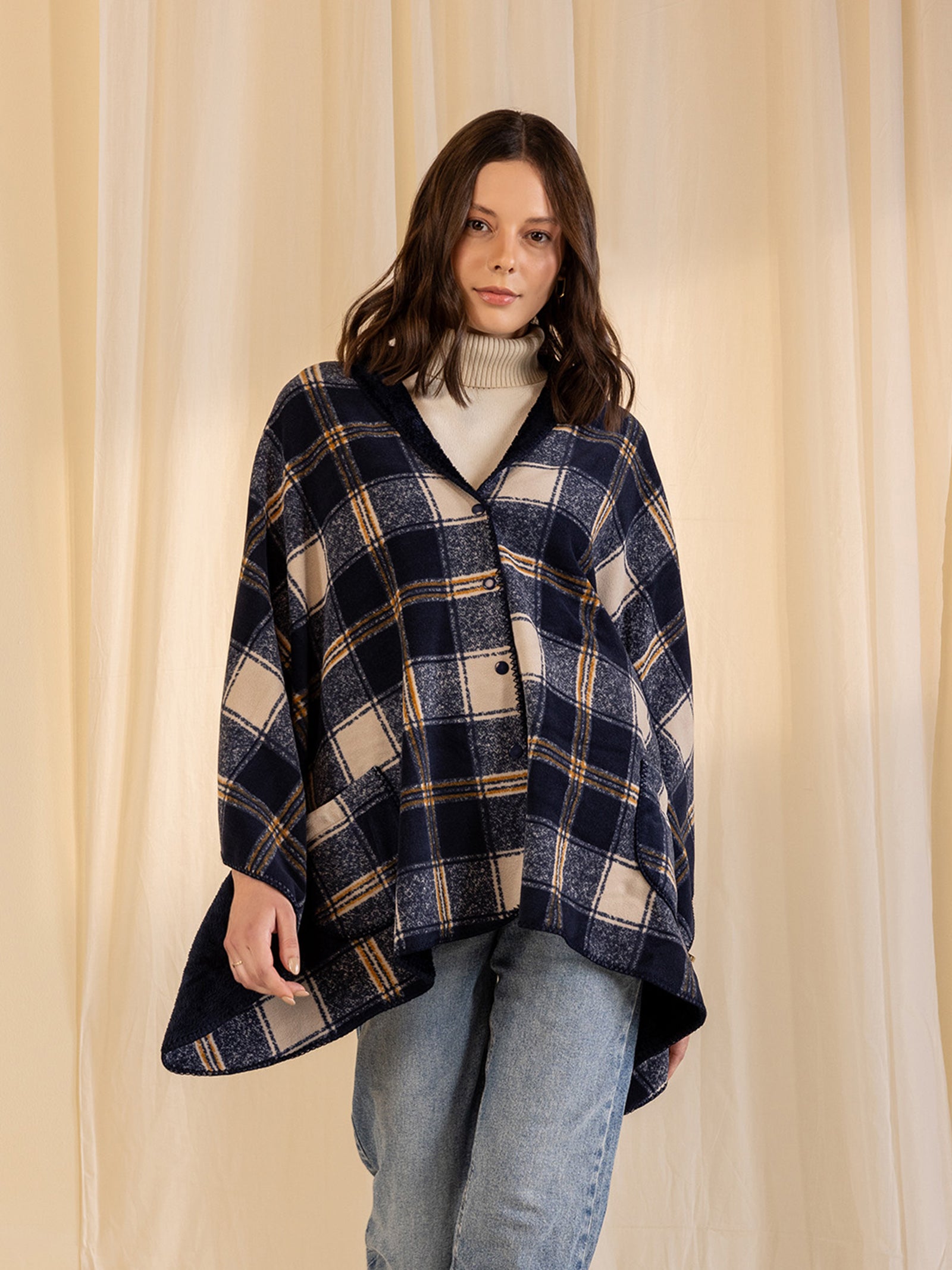 Woollen Reversible Wrap - Blue