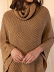 Woollen Safari Poncho - Dark Tan