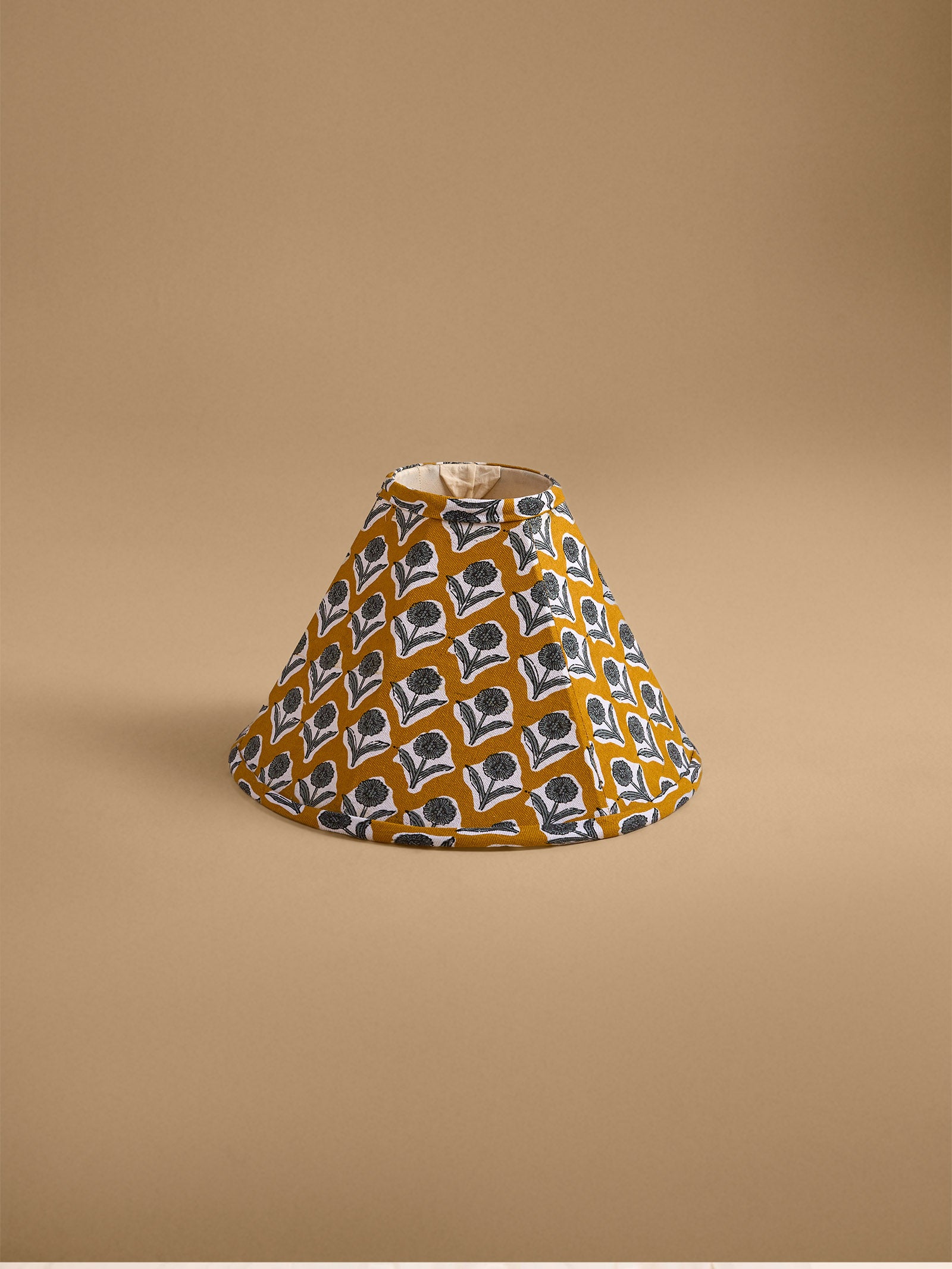 Block-Print Mustard Medium Lamp Shade